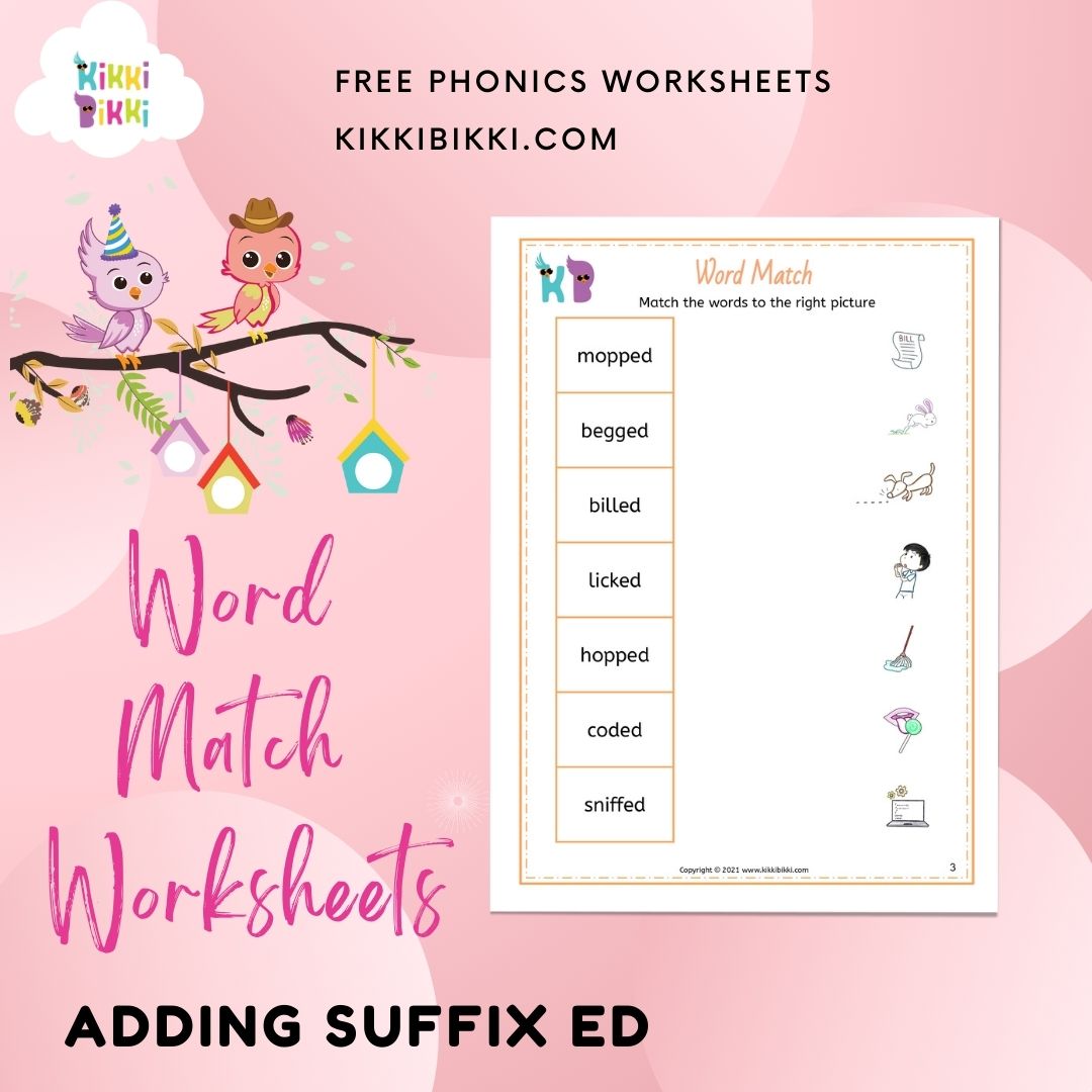 Mastering the '-ED' Suffix: Fun Word Match Worksheets"