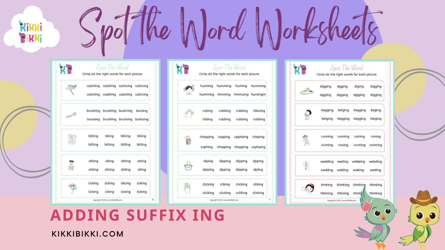 "Exploring Suffix -ing: Fun Spot the Word Worksheets"