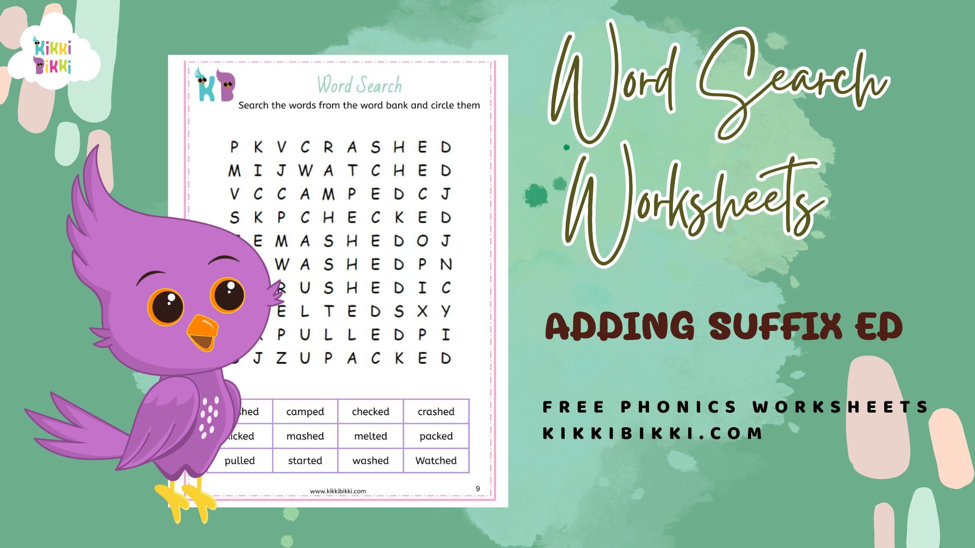 Phonics Made Fun: Adding Suffix ed & Word Search Worksheets