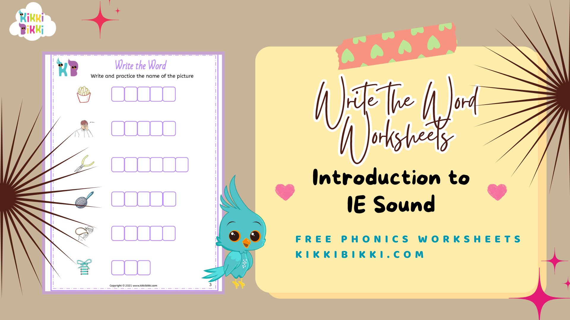 Phonics Adventure: IE Sound Write the Word Worksheet