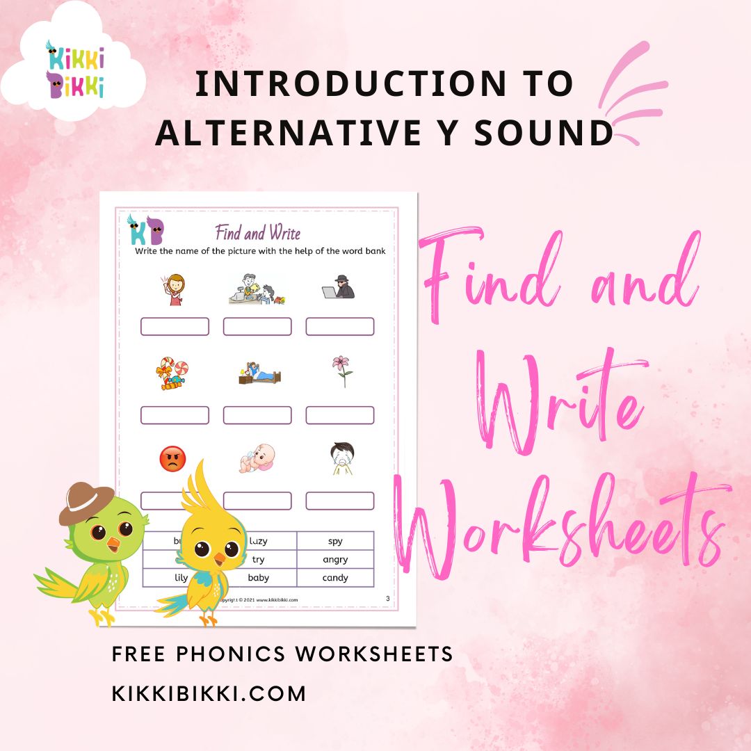 Phonics Adventure: Alternative Y Sound Find and Write Worksheets