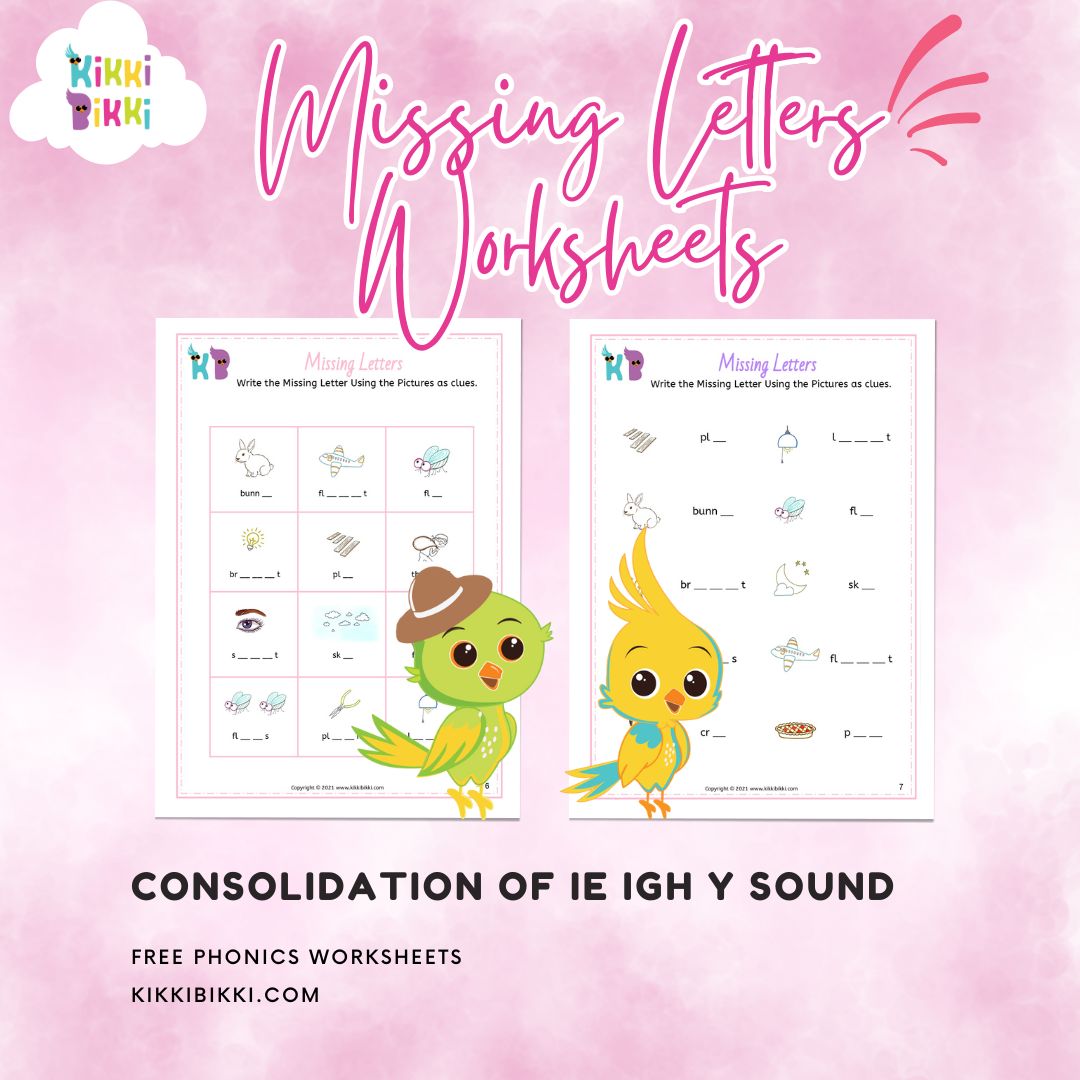 Missing Letters Worksheets for IE, IGH, and Y Sound Family