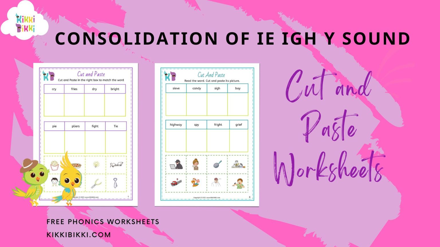 IE, IGH, Y Sound Family - Cut and Paste Worksheets
