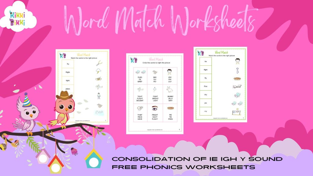 Phonics Adventure: Vowel Patterns IE, IGH, and Y Word Match