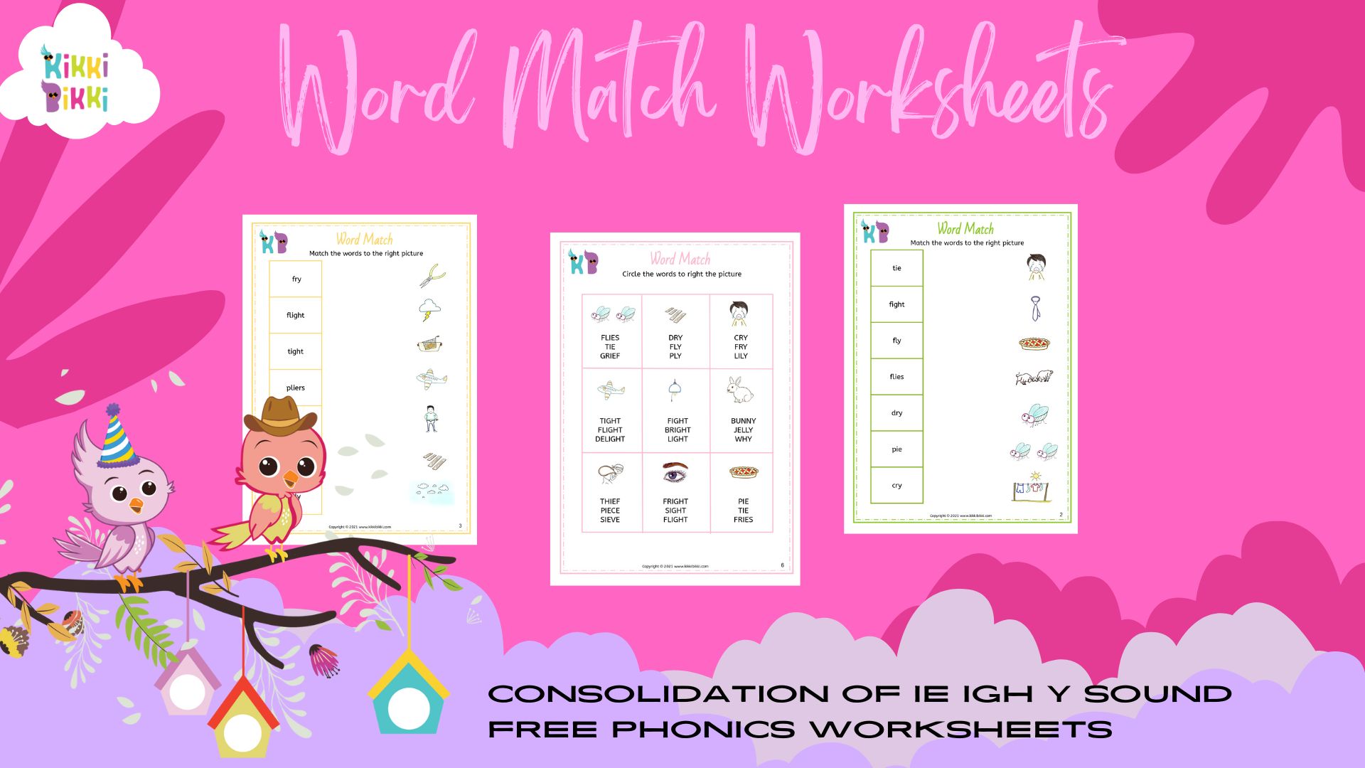 Phonics Adventure: Vowel Patterns IE, IGH, and Y Word Match