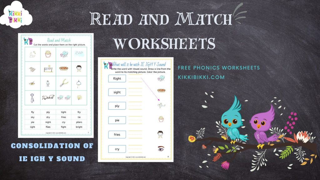 IE, IGH, Y Sound Family – Read and Match Worksheets