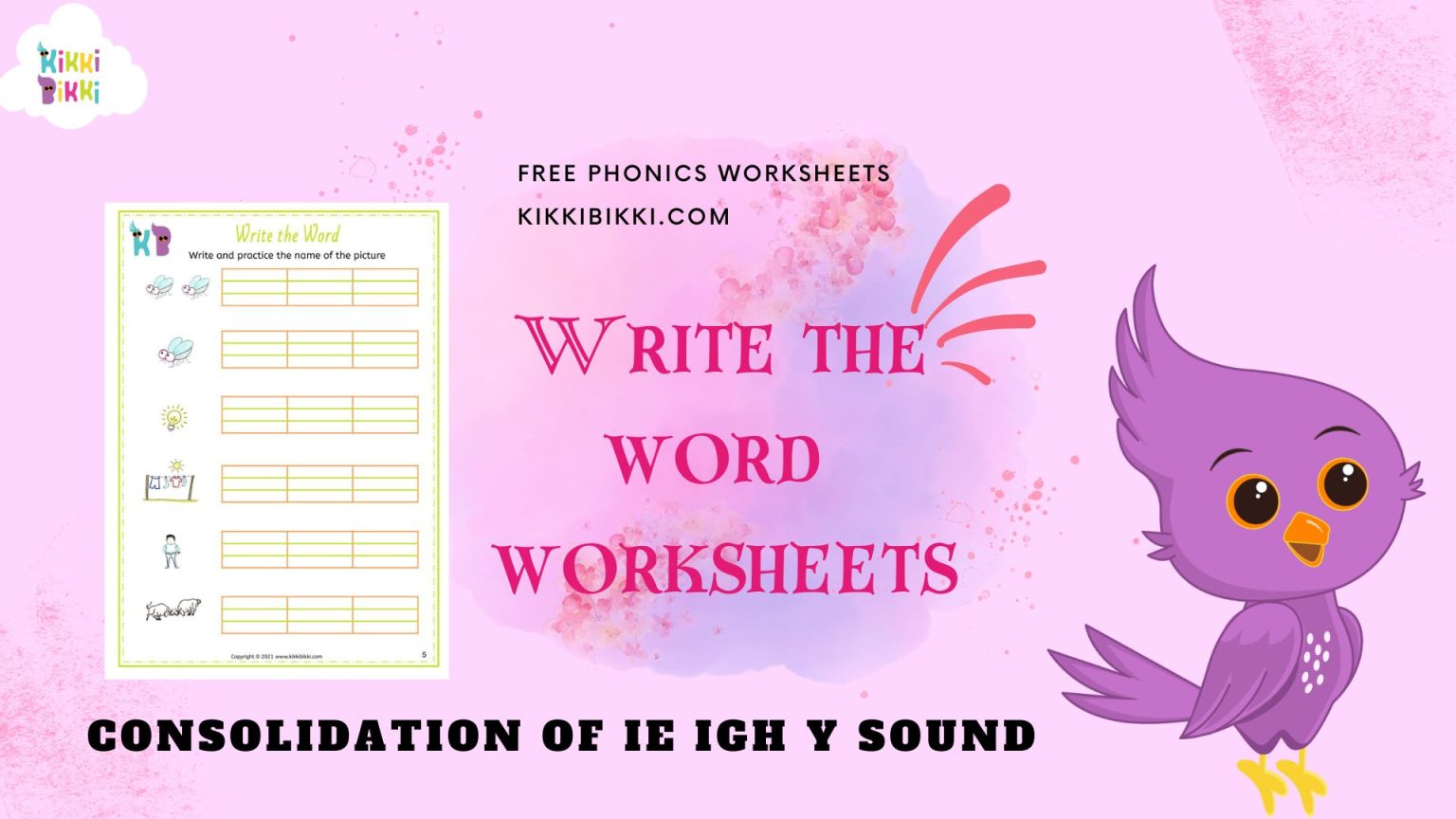Exploring Vowel Patterns: IE, IGH, Y Sound Recognition Worksheet