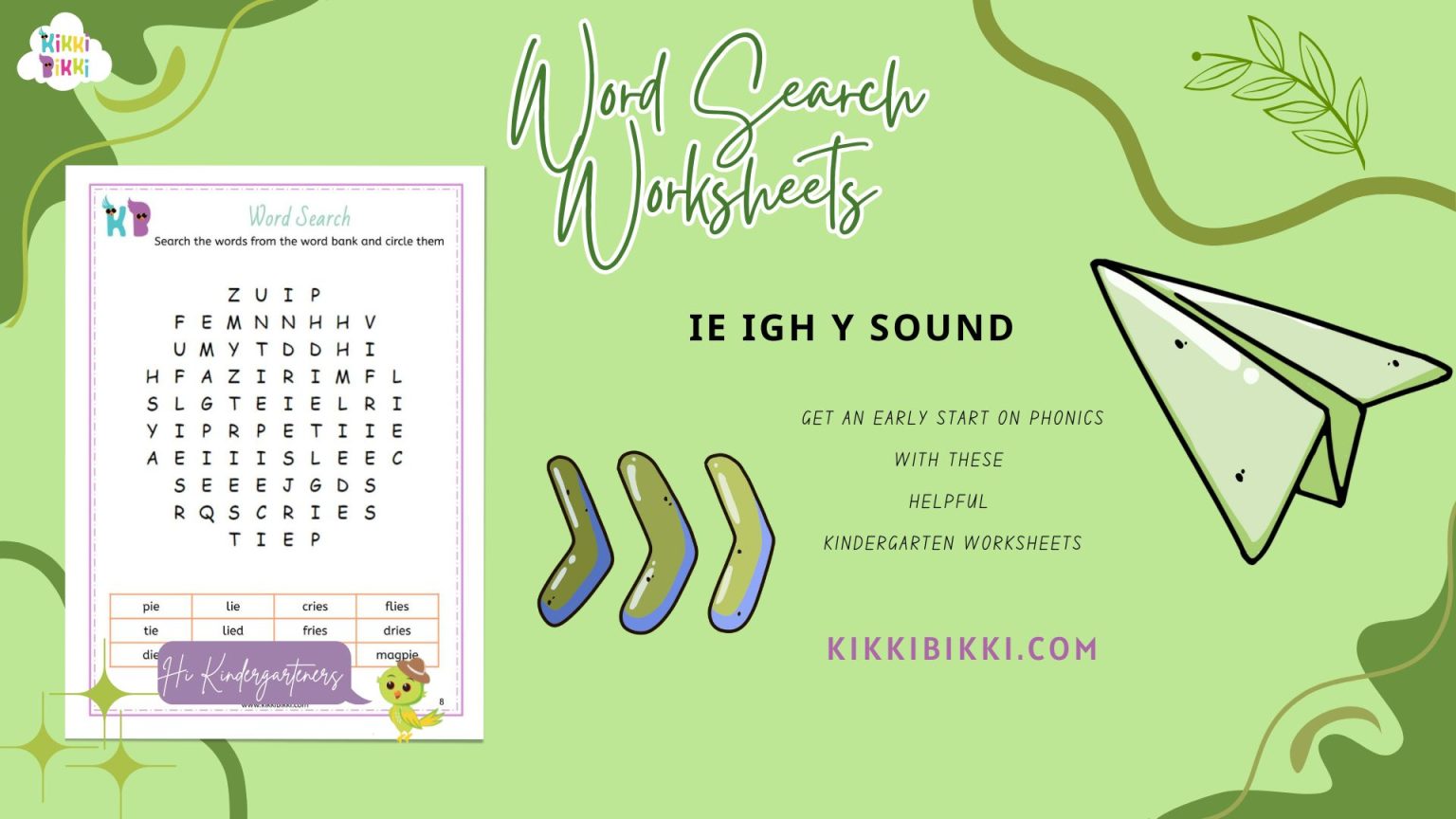 Phonics Fluency: IE, IGH, and Y Sound Word Search Worksheets