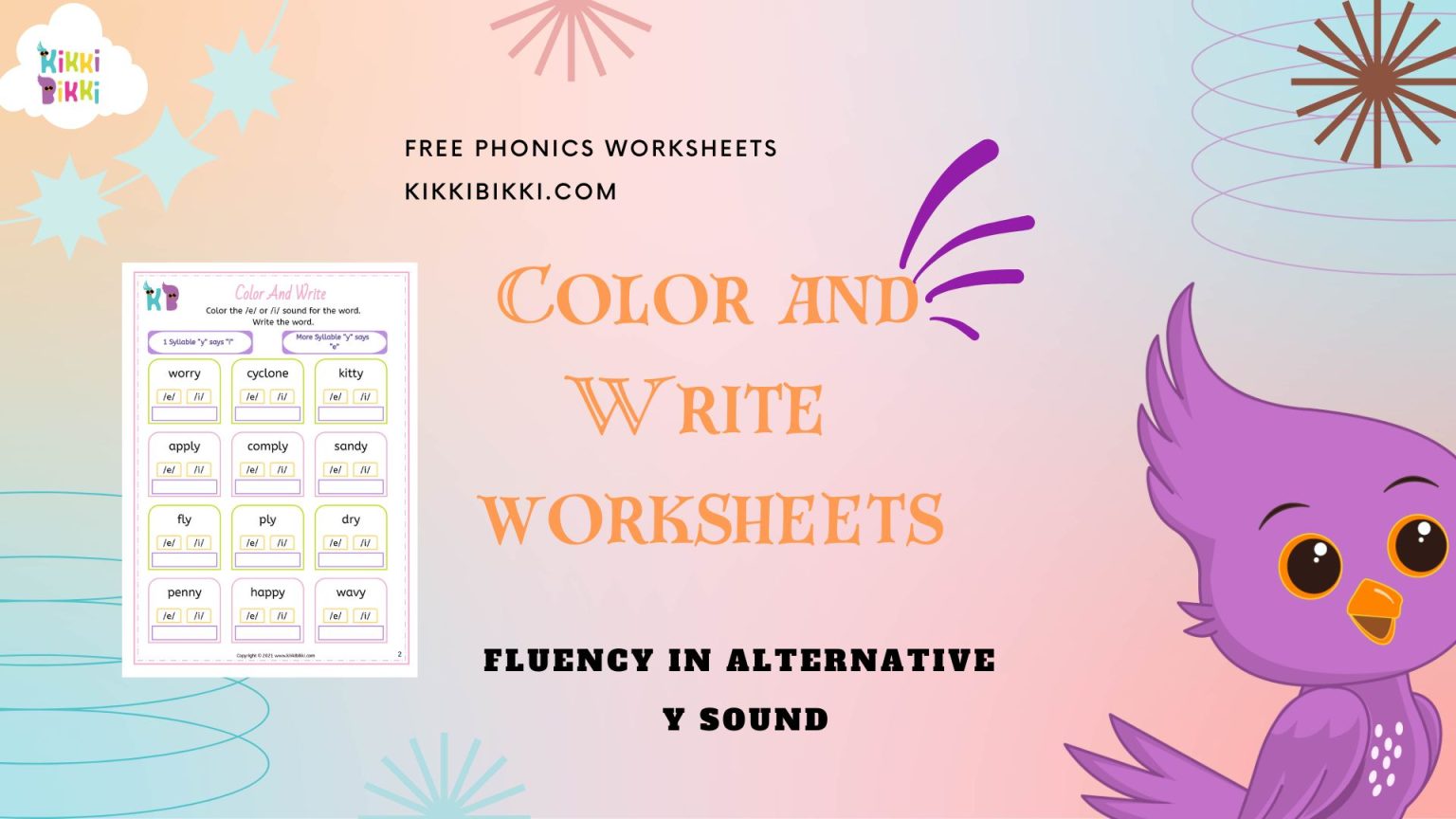 Alternative 'Y' Sound: Fluency and Fun Writing Worksheets