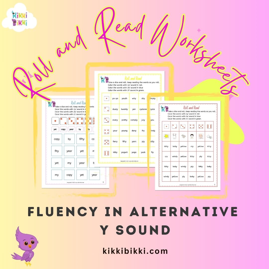 Fluency in Alternative 'Y' Sound: Roll and Read Worksheets