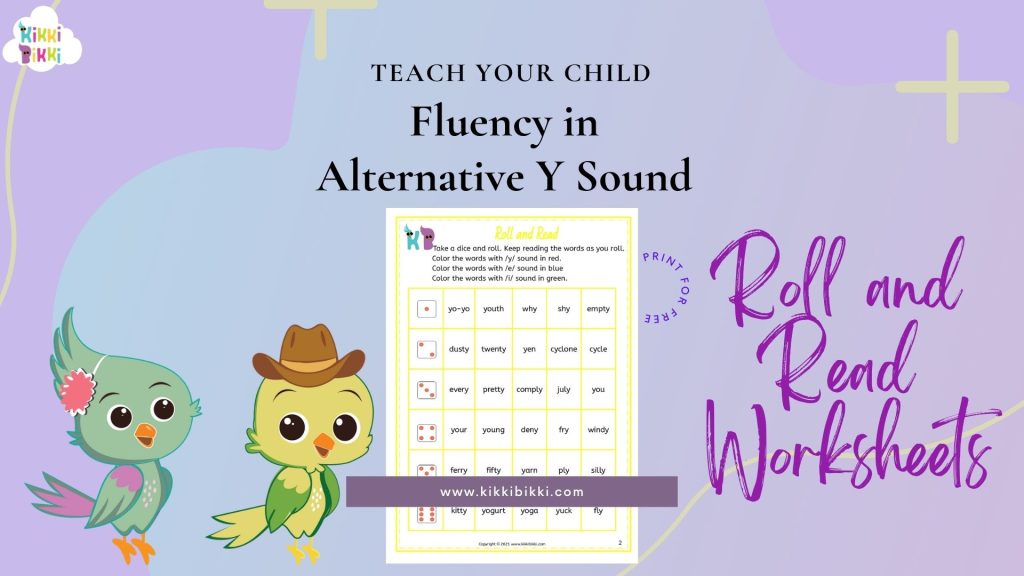 Fluency in Alternative 'Y' Sound: Roll and Read Worksheets