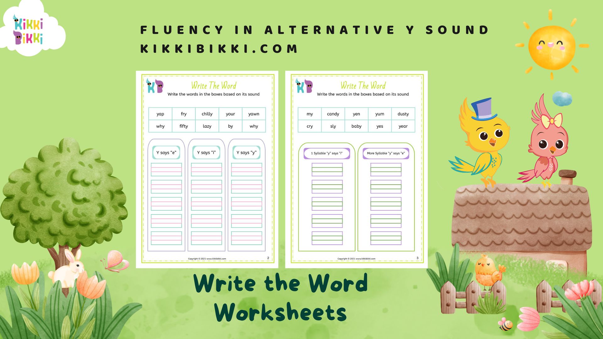 Alternative 'Y' Sound: Free Writing Practice Worksheet