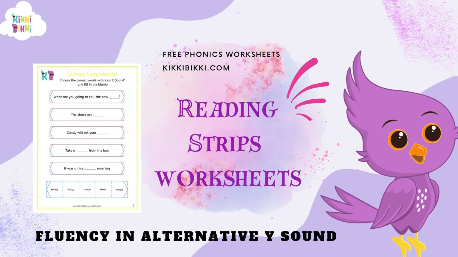 Phonics Adventure: Alternative Y Sound Reading Strips Worksheet