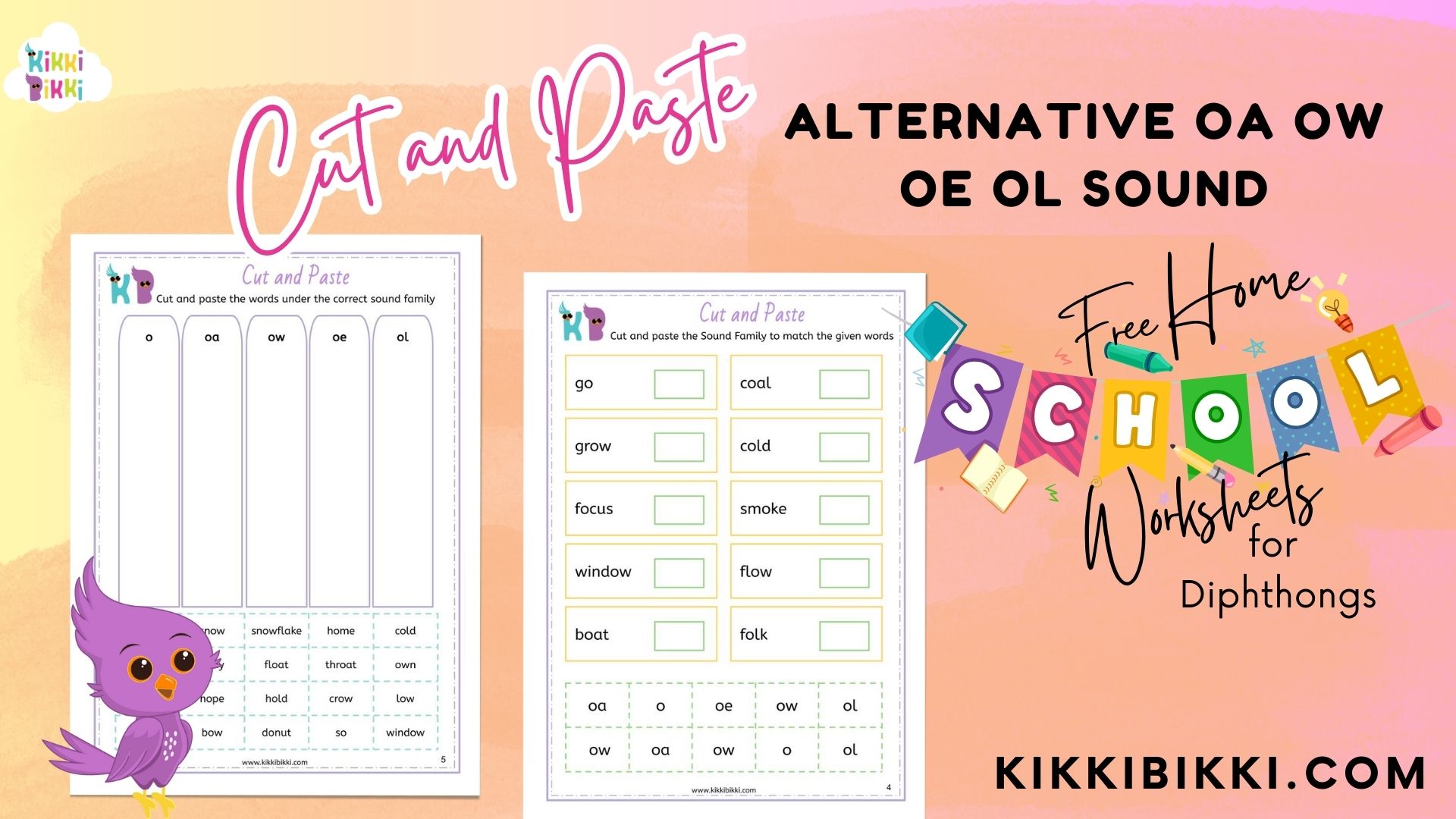 Mastering OA, OW, OE, OL Sounds: Free Cut and Paste