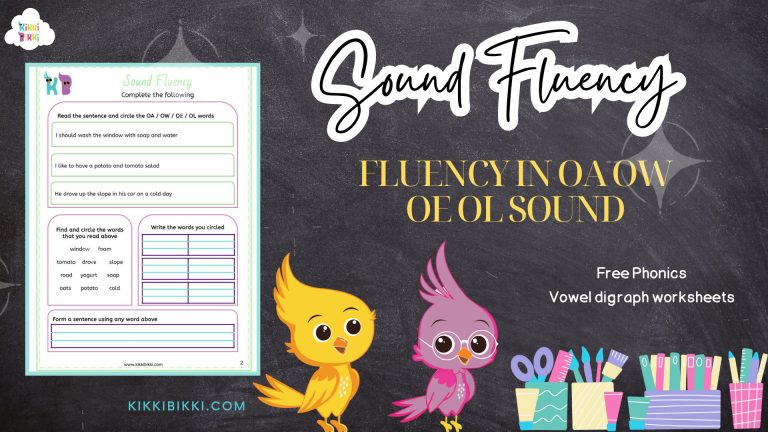 OA, OW, OE, OL Sound Families Sound Fluency Worksheet
