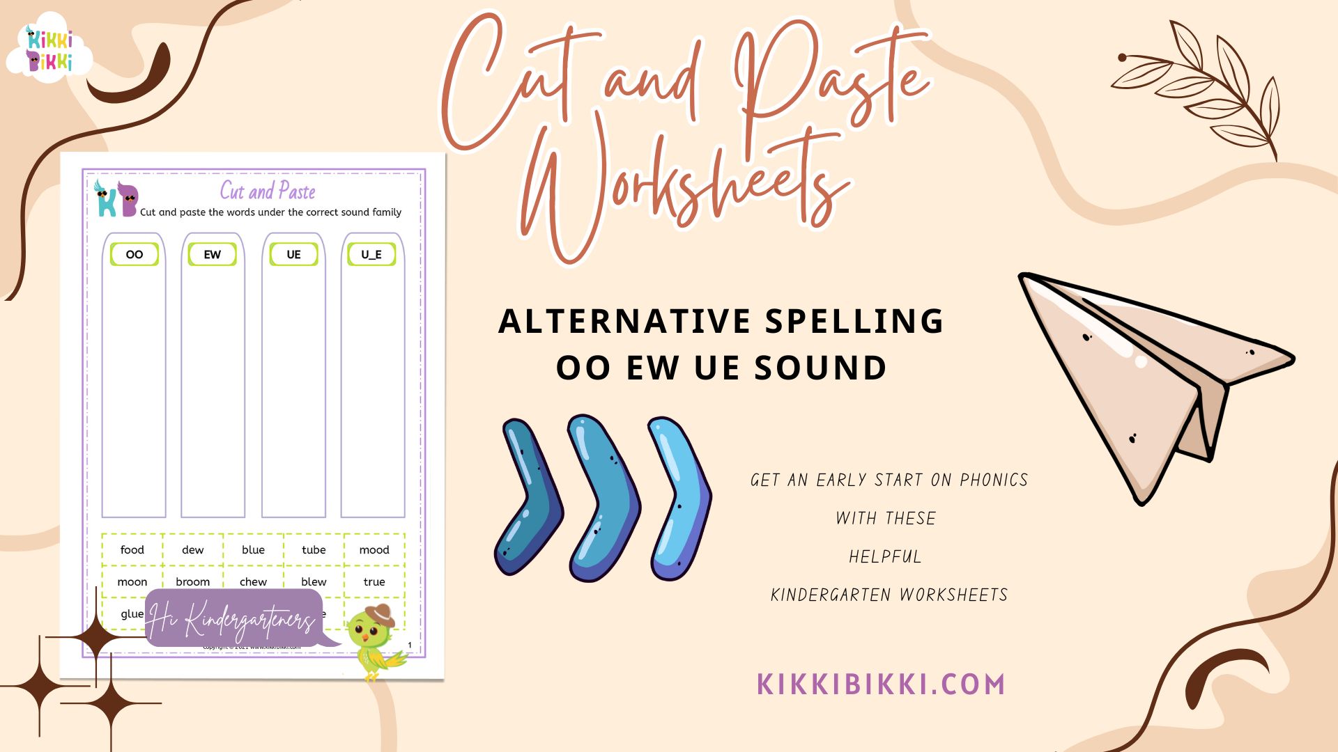 Alternative Spellings (OO, EW, UE) – Cut and Paste Worksheets