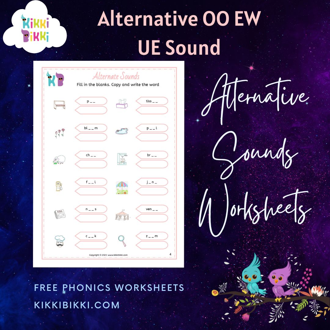Alternative Spellings: OO, EW, and UE Sounds Worksheets