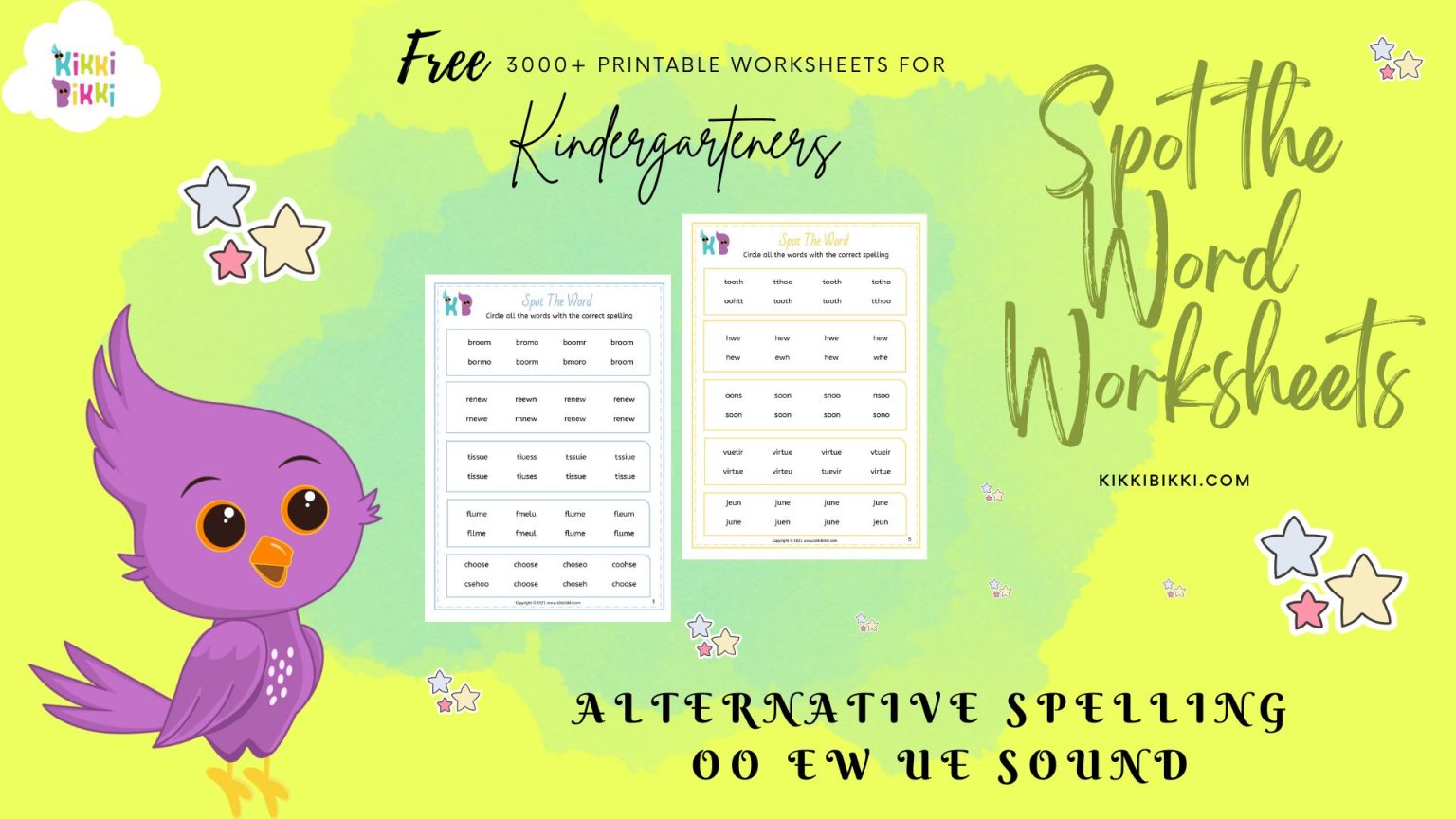 OO, EW, UE Sound Family – Spot the Word Worksheets