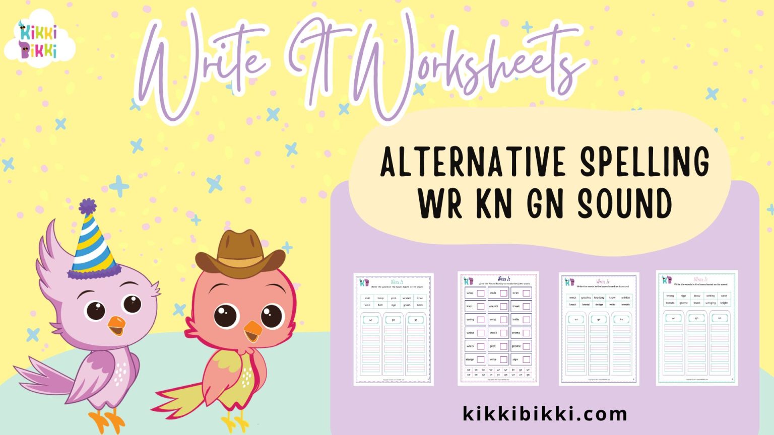 Phonics Adventure: WR, GN, KN Write It Worksheet