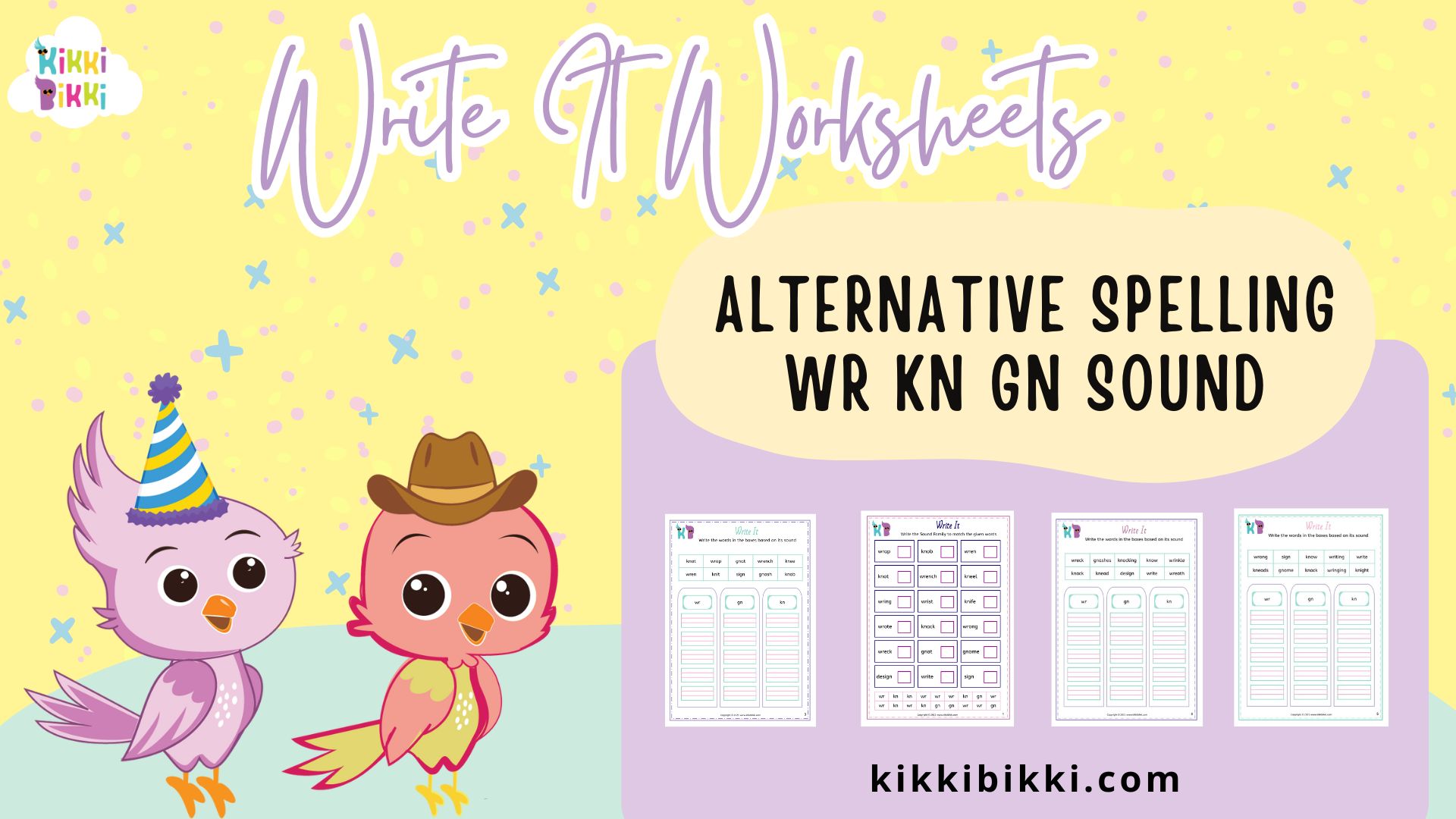 Phonics Adventure: WR, GN, KN Write It Worksheet
