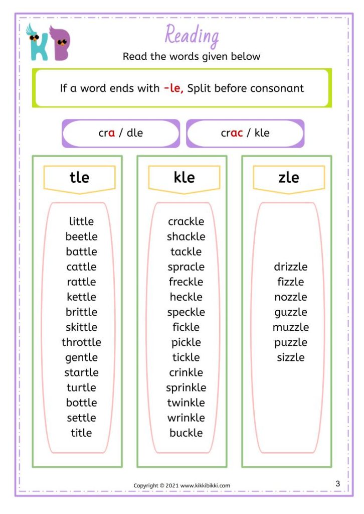 Understanding Consonant LE Words – Read and Identify