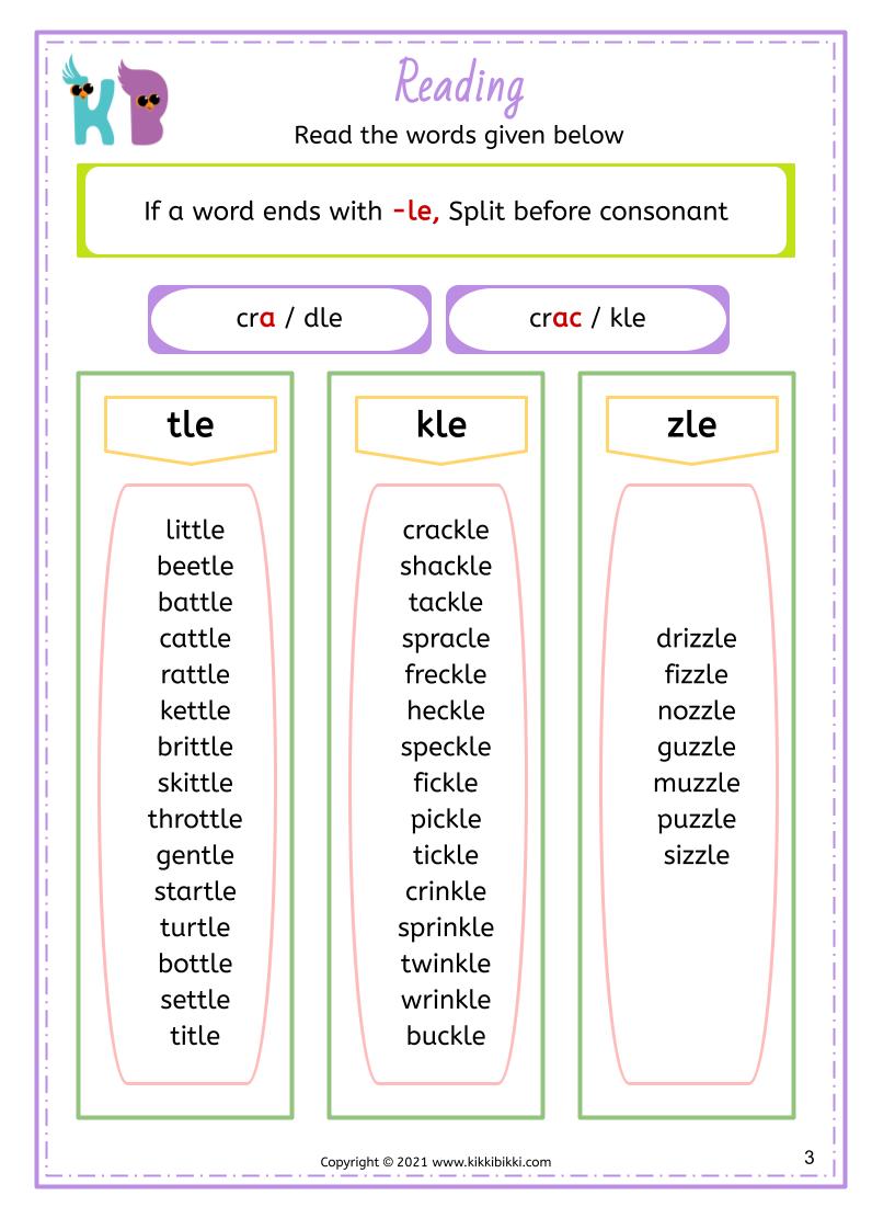Understanding Consonant LE Words – Read and Identify