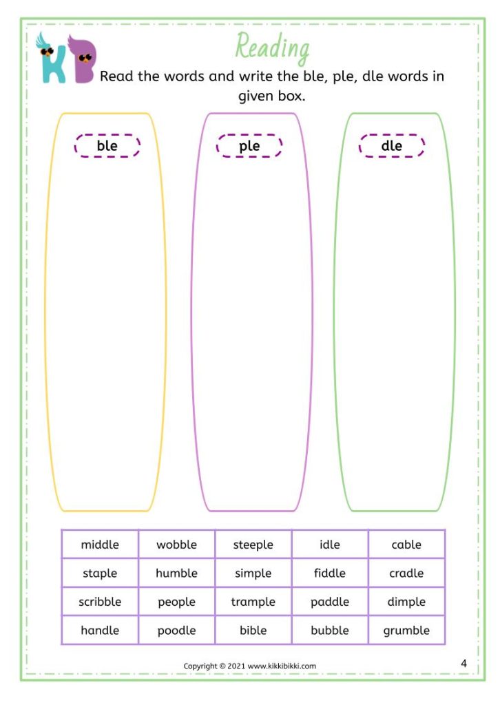Understanding Consonant LE Words – Read and Identify
