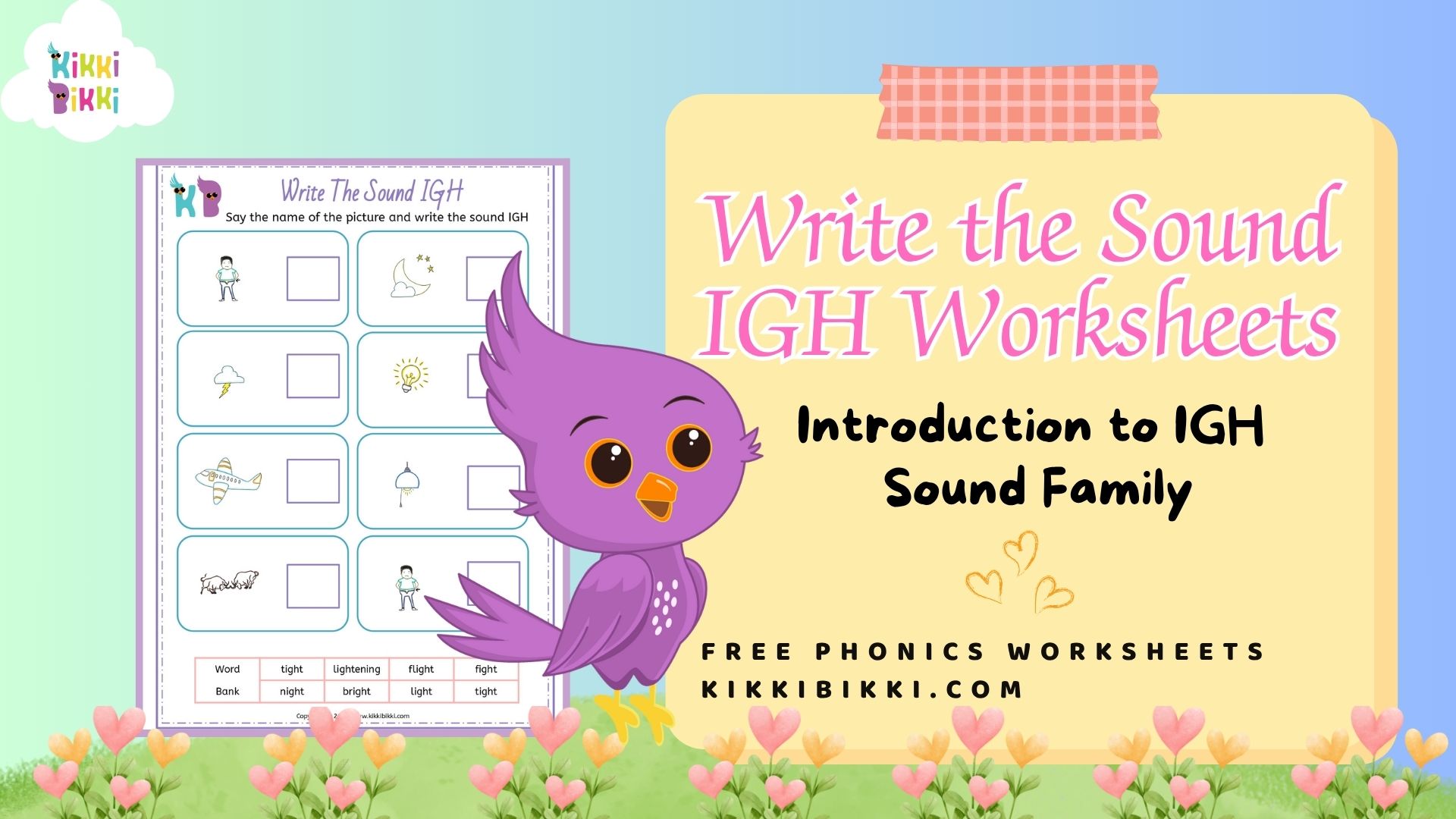 'IGH' Sound: Write the Sound Worksheets for Phonics Practice"