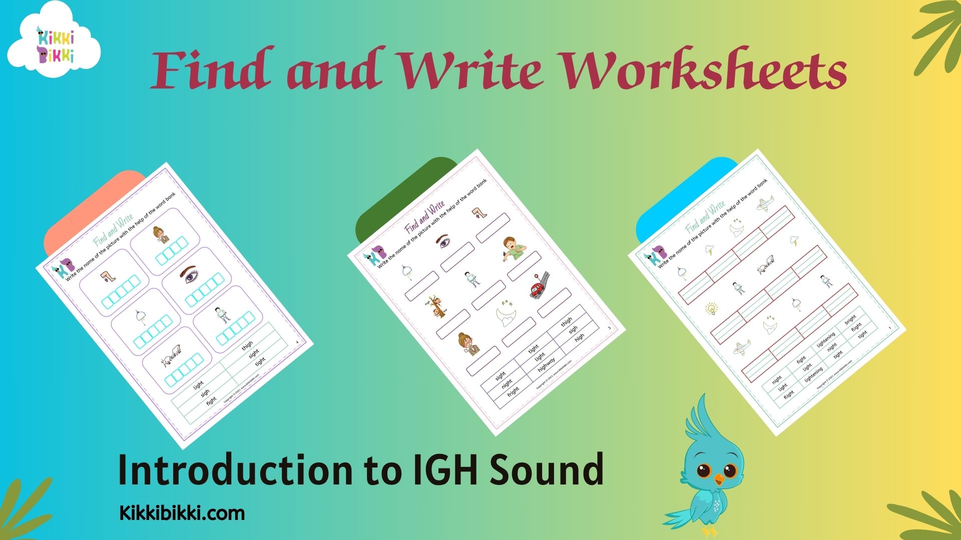 Introduction to the 'IGH' Sound with Find and Write Worksheets