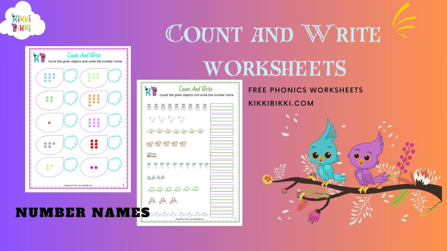 Math Magic: Number Names - Count and Write Worksheet