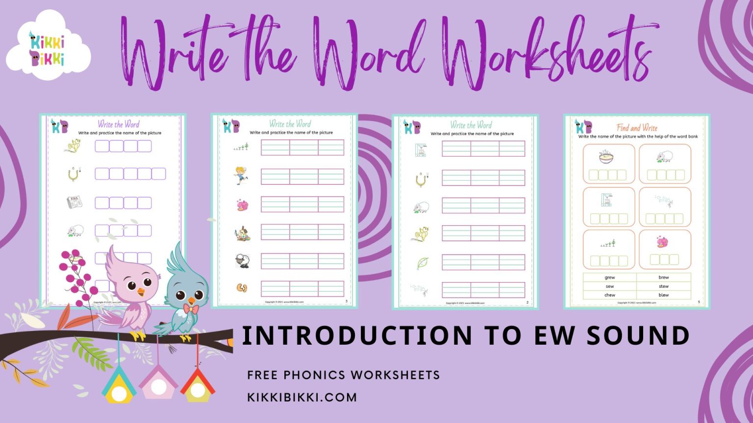 Consonant Digraph EW Sound Write the Word Worksheet
