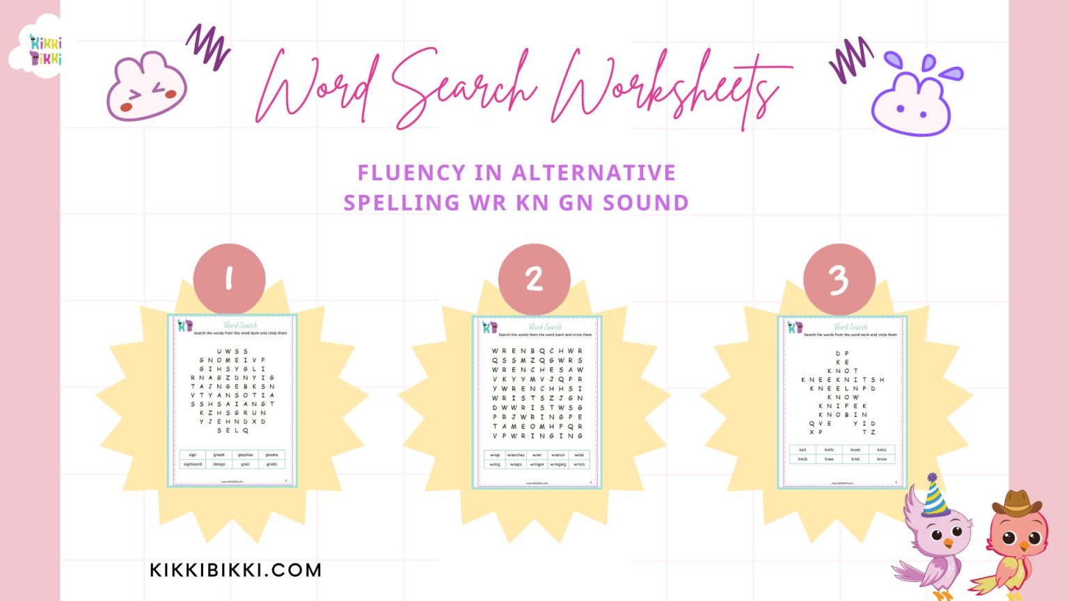 Exploring 'WR', 'KN', and 'GN' Sounds – Interactive Worksheets