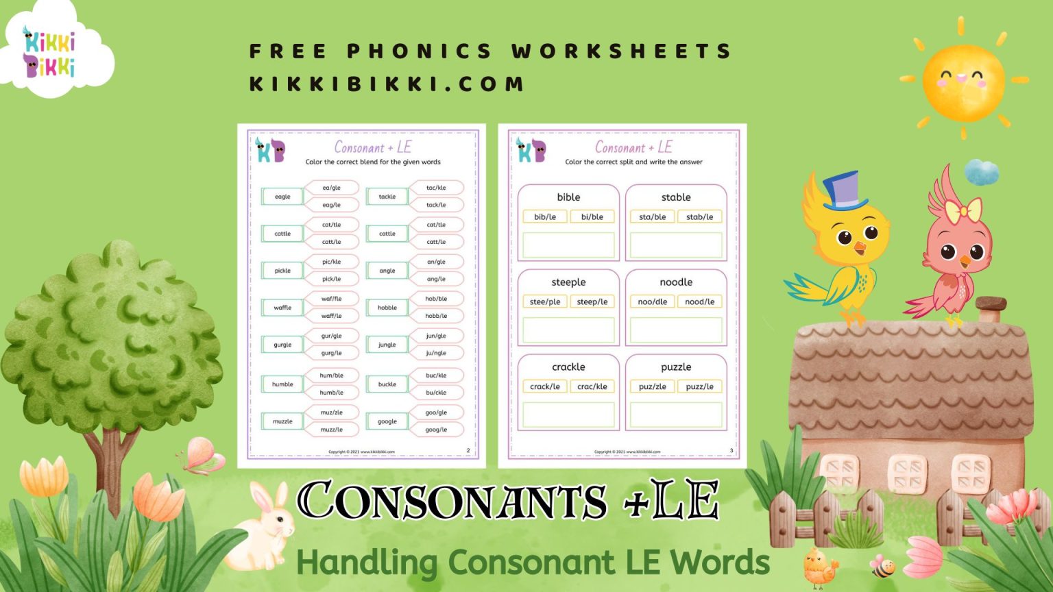 Phonics Fluency: Consonant LE Words Worksheets