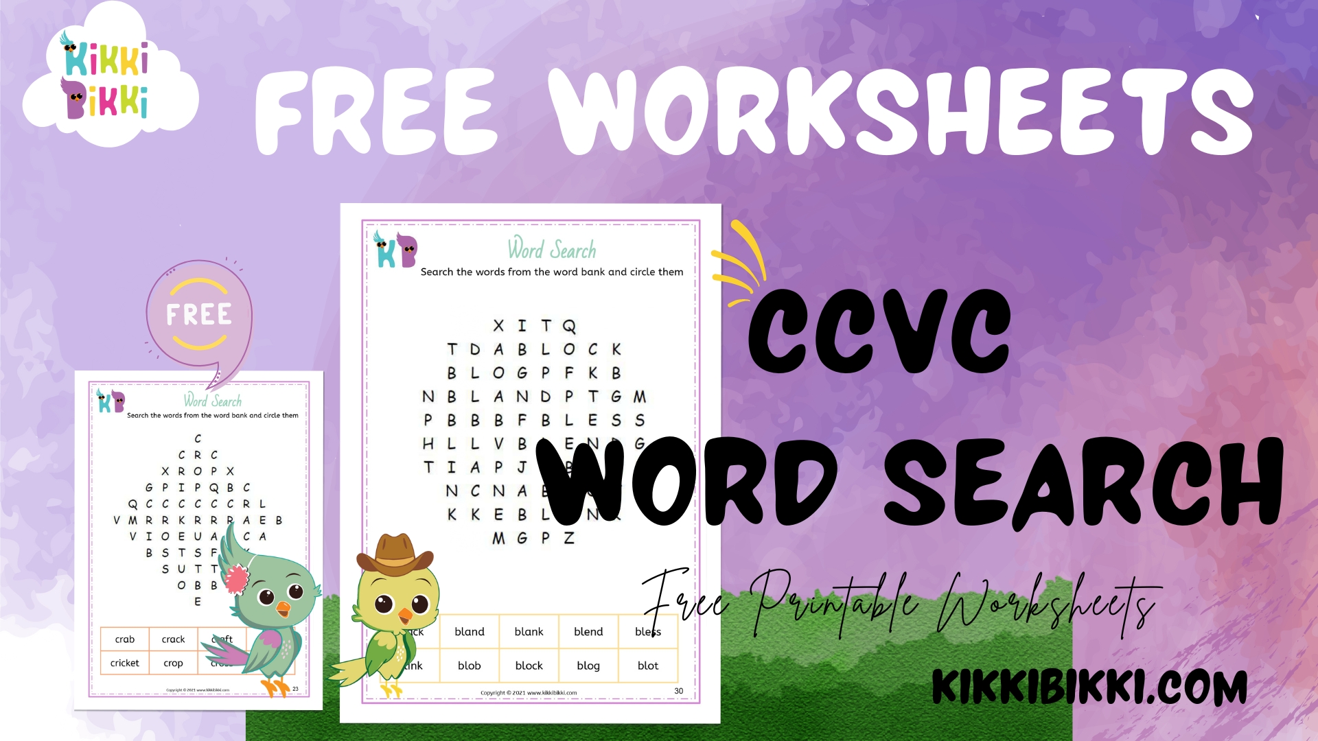 Phonics Word Search Worksheets - KikkiBikki