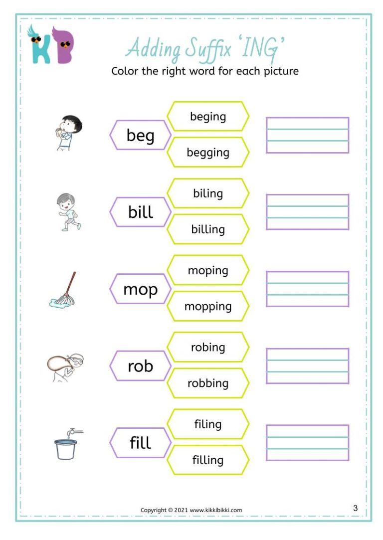"Building Phonics Skills: Adding Suffix 'ing' Word Writing"
