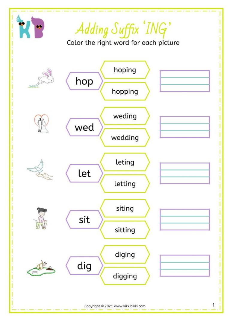 "Building Phonics Skills: Adding Suffix 'ing' Word Writing"